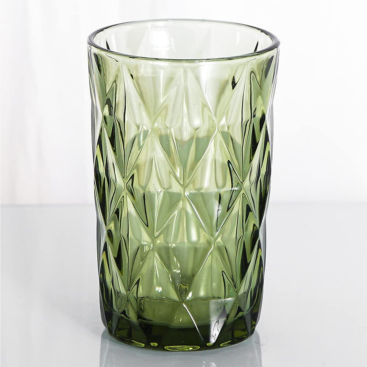 Bandesun Thick Glassware Drinking Glass set of 6 Diamond Kitchen Glasses Tumbler Cup（12 OZ），for Water，Cocktail，Milk，Juice and Beverage.