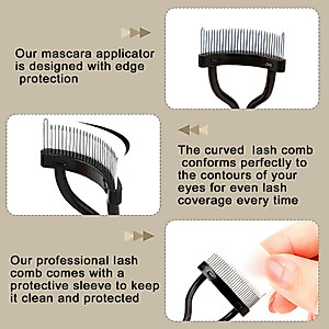 Docolor Eyelash Comb Eyelash Separator Tool Mascara Applicator Eyelash Brush Lash Separator Tool Comb Arc Designed Cosmetic Brushes Tool, with Comb Cover (Black)