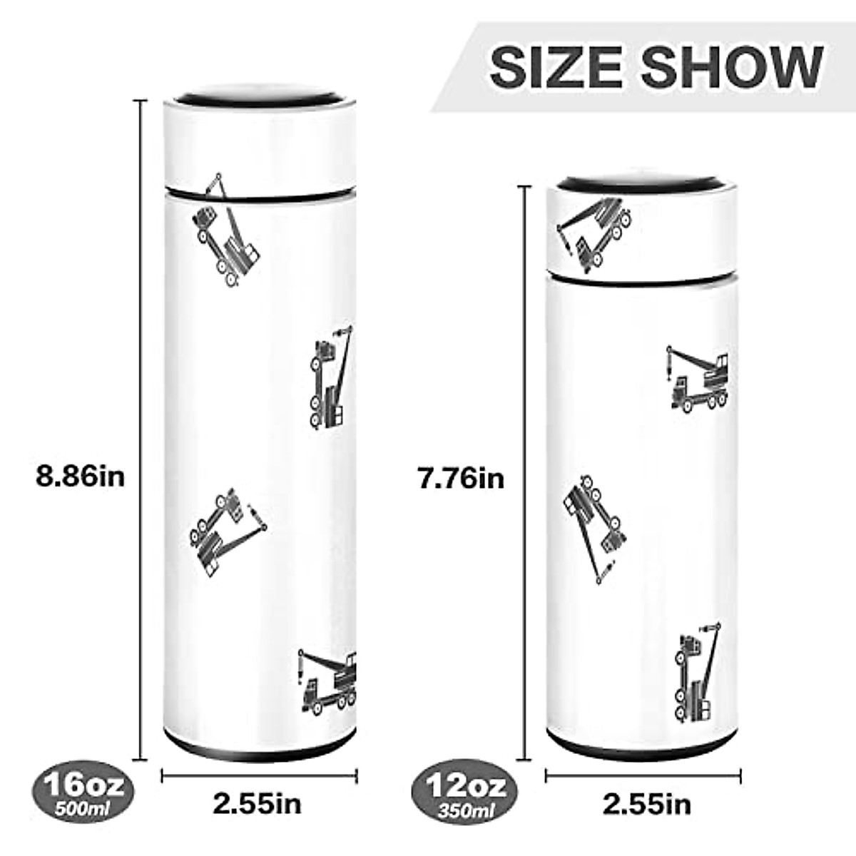 CaTaKu Mini Cute Truck Water Bottle Insulated 16 oz Stainless Steel Flask Thermos Bottle for Coffee Water Drink Reusable Wide Mouth Vacuum Travel Mug