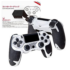 HOTLINEGAMES 2.0 Plus Controller Grip Compatible with PS4 DualShock 4 Controllers Grips Tape, Textured Soft Skin Kit, Pre-Cut, Easy to Apply, Sweat-Absorbent (for Handle Grips+Buttons+Triggers)