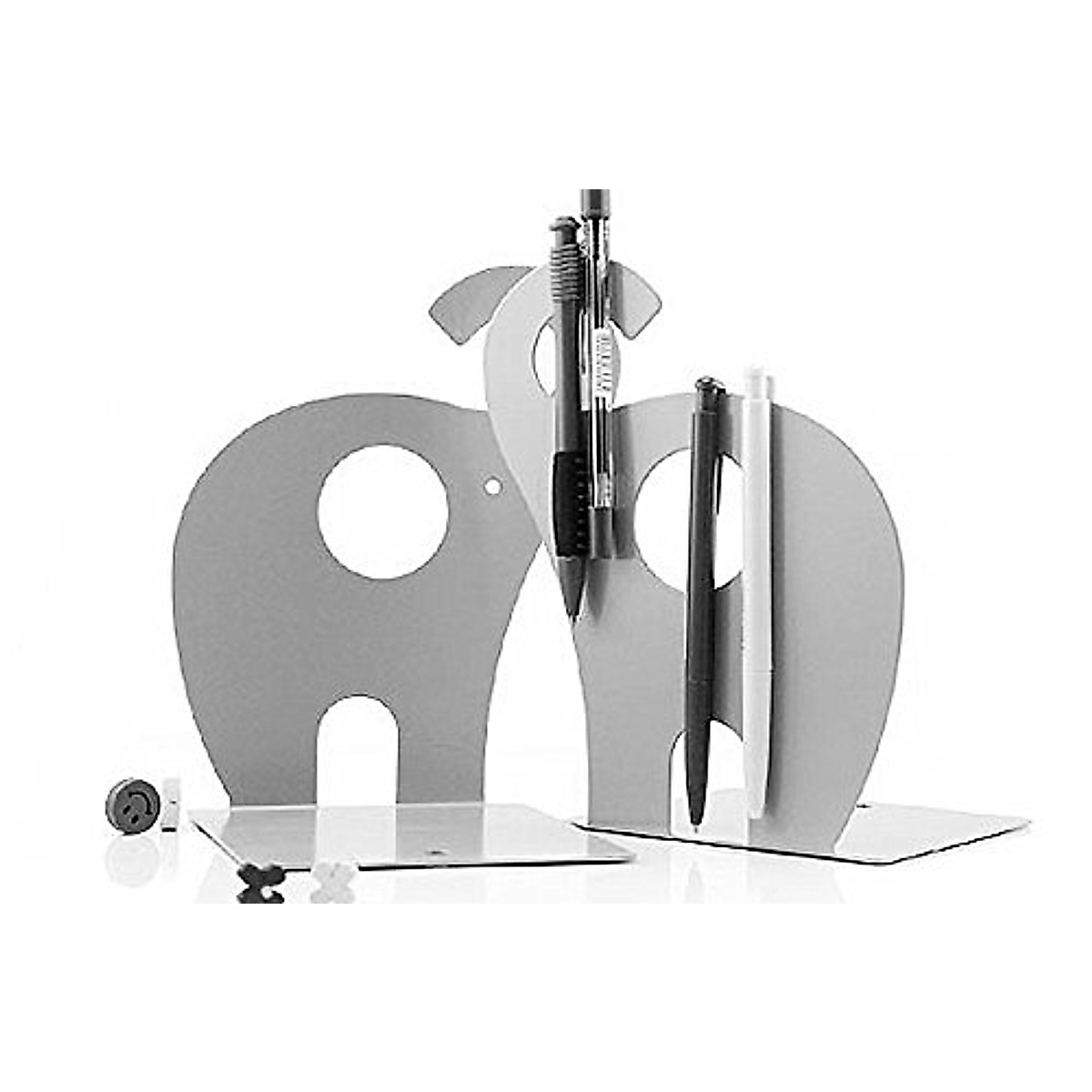 Leoyoubei Vintage Bookends with Felt Pads to Protect Bookshelf Bookcase Non-Slip Heavy Steel Elephant 1 Pairs White