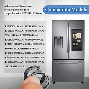 4 Pcs Upgraded DA99-04158A Hinge Shim Refrigerator Door Height Adjustment Kits, Replacement Parts for Samsung 3282540, DA60-00314C, PS6448337 AP5668209,4 Different Thickness