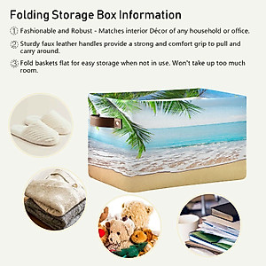 ALAZA Tropical Beach Sand Palm Tree Foldable Storage Box Storage Basket Organizer Bins with Handles for Shelf Closet Living Room Bedroom Home Office 1 Pack