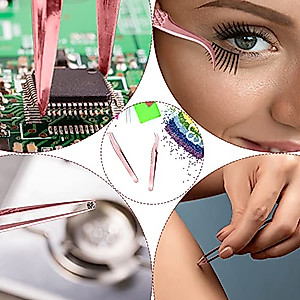 5 Pieces Eyelash Extension Tweezers Set Straight and Curved Tip False Lash Tweezers Eyelash Volume Tweezers Stainless Steel Precision Tweezers for Eyelash Extension (Rose Gold)