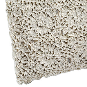 ZLYC Women Cotton Crochet Slouchy Beanie Hat Handmade Knit Cutout Summer Floral Skull Cap (Solid Beige)