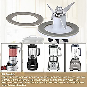 SPB-456-2 Blender Cutting with 2 Rubber Sealing Gasket, Replacement for Cuisinart Blenders Models BFP703 BFP-703 BFP703B BFP-703CH SPB7 SPB-7BK CB8 CB9 BFP-703