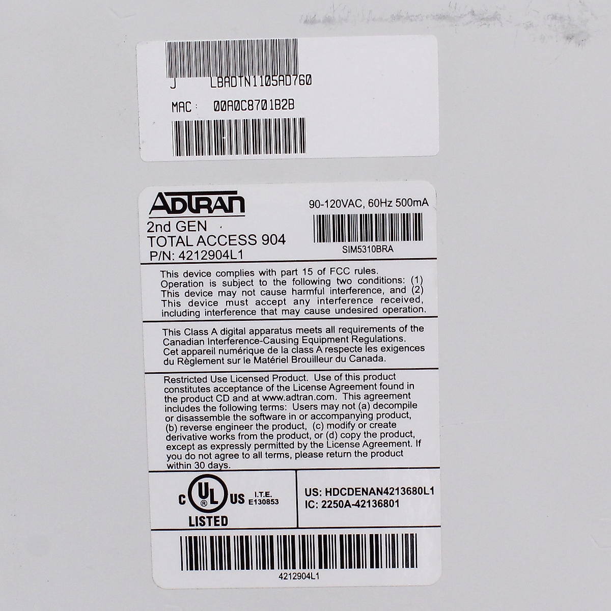 New - Adtran Total Access 904 Integrated Services Router - M89110