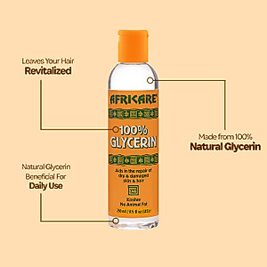 Africare 100% Glycerin 8.5 oz - All Natural Glycerin for Extra Hydration for Hair and Body