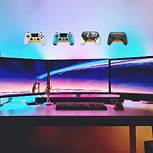 OAPRIRE Universal Controller Holder Wall Mount 2 Pack, Acrylic Controller Stand Gaming Accessories with Cable Clips, Build Your Game Fortresses (Orange)