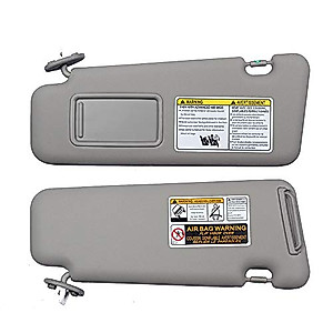 Dasbecan Front Left Driver Side Sun Visor with Light Compatible with Toyota Highlander 2008-2013 74320-48500-B0 (Gray)