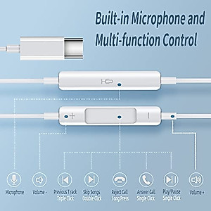 Wired USB C Headphone Type With Microphone DAC Earbud in Earphone(2pack)Compatible for Samsung Galaxy S20 FE S21 Ultra Note10 LG Google pixel Oneplus Chromebook Audifono Volume Control Running Headset