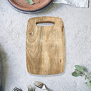 Hashcart® Small Wood Cutting Board with Handle - Decorative Kitchen Chopping Board for Cheese, Bread, Vegetables & Fruits, Butcher Block for Meat