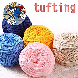 8ply Strands tufting Yarn for tufting Gun Rugs,100m Crocheting Fancy Chunky Cotton ployester Mixed Knitting Yarn,100g Multiple Color Knitting Thread Poke Embroidery Yarn,6 Rolls Set,Customized Color