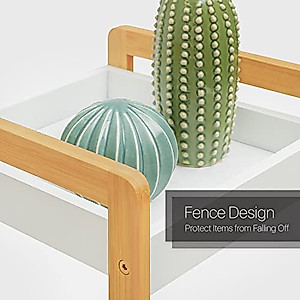 MoNiBloom 3 Tier Small Bookcase, Bamboo Standing Storage Bookshelf Kids Open Shelf Organizer Display Rack Table for Bathroom Bedroom Office Living Room, Natural/White