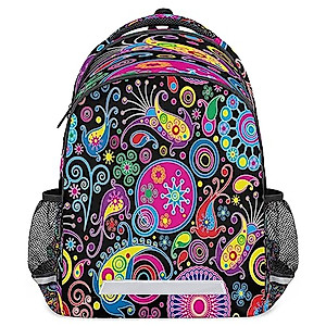 GzLeyigou Tribal Paisley School Backpacks for Boys Girls Ethnic Paisley BookBag for Teen Girls Travel Schoolbag for Boys Girls Middle High school Bookbags