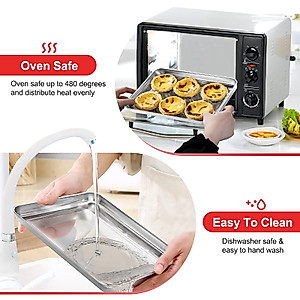 Zacfton Cookie Sheets for Baking, Stainless Steel Baking Sheet Baking Pan Tray - 12.4 x 10 x 1 Inch, Non Toxic & Healthy, Mirror Finish & Easy Clean, Dishwasher Safe & Heavy Duty