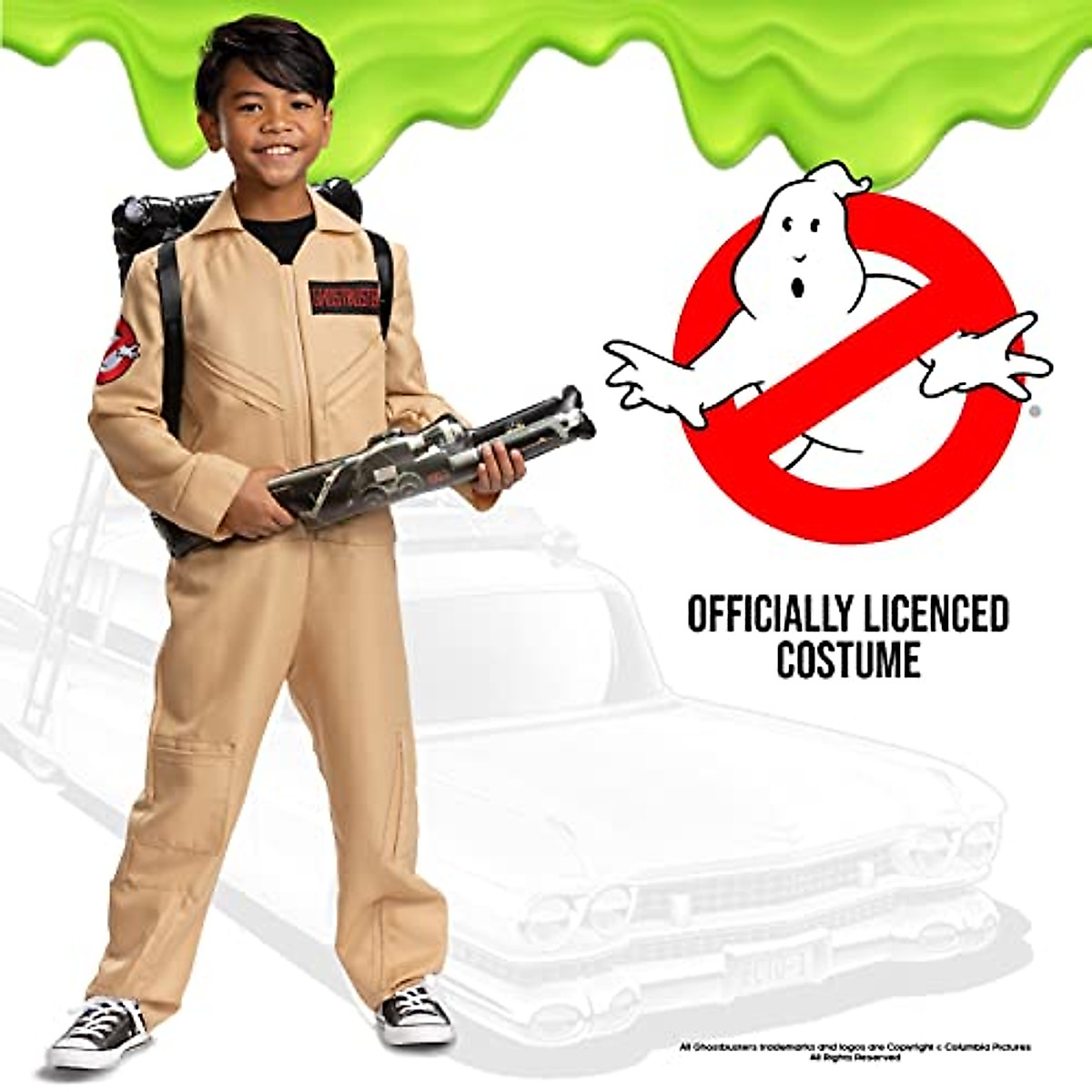 Disguise Ghostbusters Costume for Kids, Official Ghostbusters Classic Jumpsuit with Proton Pack Accessory, Child Size Large (10-12)