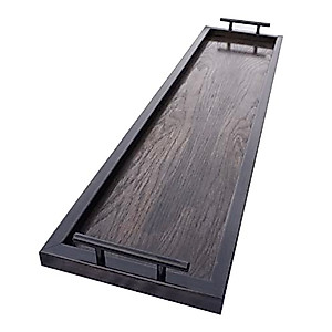 Charcuterie board-Rustic long table tray-farmhouse table trough-farmhouse table decor-tray for decor-farmhouse table tray centerpiece-dining room centerpiece-long wood tray (9" x 40", Walnut stain)