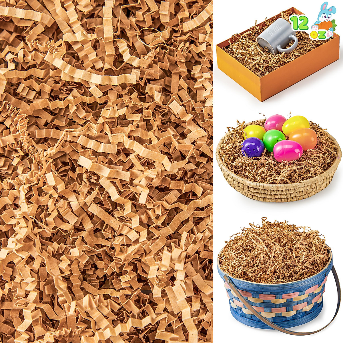 JOYIN 12oz Easter Grass Crinkle Paper Shred，Pure Green Easter Basket Filler Stuffers for Easter Egg Hunt Décor, Party Favors, Easter Decor, Gift Bag Decor