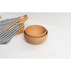 Ebrima Beech Round Bowl Wooden Salad Bowl Household Solid Wood Fruit Bowl (large)