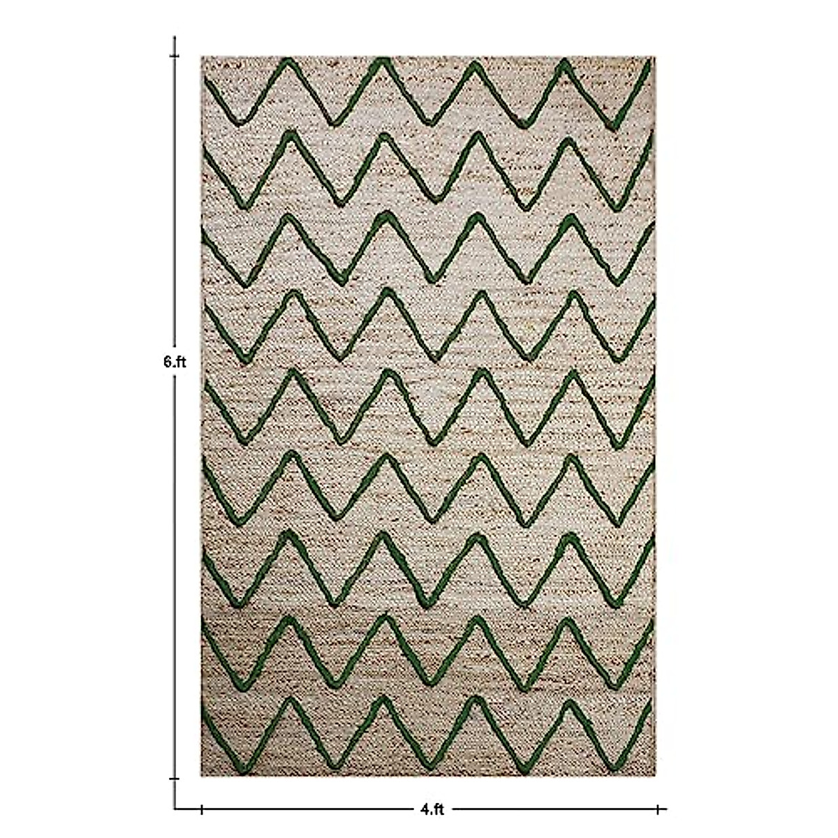 CASAVANI Natural Fiber Collection Runner Area Rug - 4' x 10' Ft Beige & Green Geometric Braided Jute Rug 0.27-inch Thick, Ideal for High Traffic Areas in Hallway & Stair, Outdoor Yoga Mat,