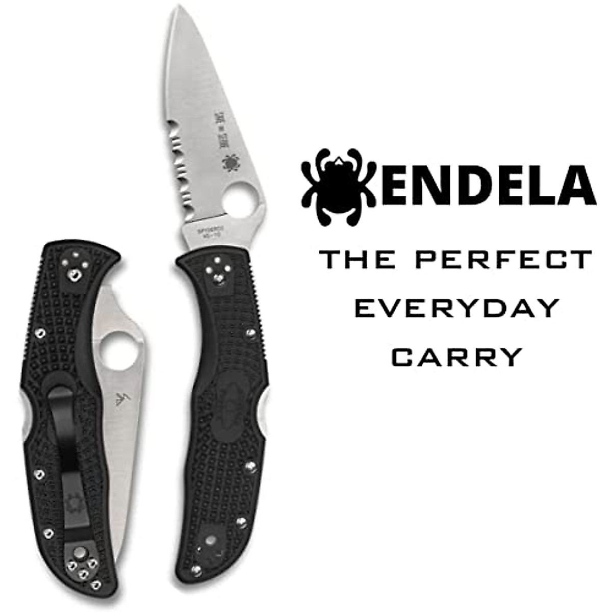 Spyderco Endela Lightweight Knife with Flat Ground Steel Blade and Wildland Firefighter Foundation Black FRN Handle - CombinationEdge - C243FPSBKRD
