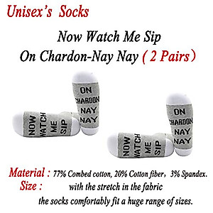 JXGZSO 2 Pairs Wine Gift Wine Lover Socks Now Watch Me Sip On Chardon-Nay Nay Socks Wine Tasting Socks Party Drinking Gift (On Chardon-Nay Nay)