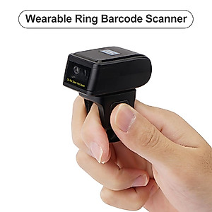 Barcode Scanner,2D Barcode Scanner Portable Finger Handheld Wearable Ring 1D 2D Bar Code Reader Bt+2.4G Wireless and Wired Connection Support for Windows iOS Android Pc Computers Supermarket