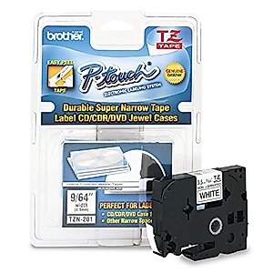Brother Tzen201 Tz Super-Narrow Non-Laminated Tape for P-Touch Labeler, 1/8-Inch W, Black On White
