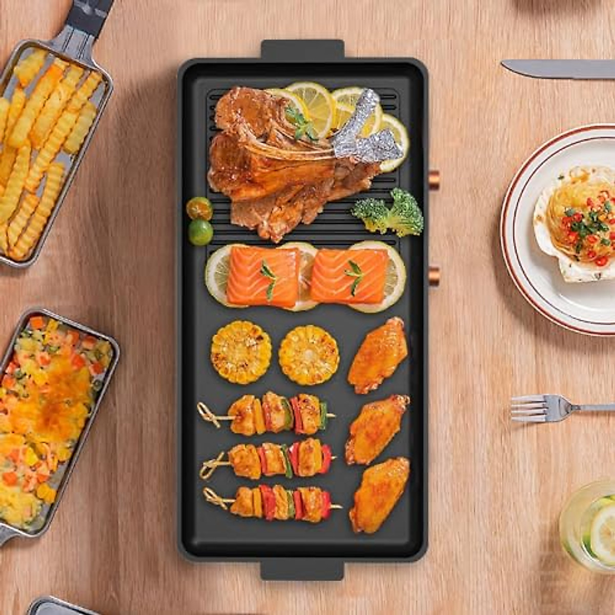 2-in-1 Electric Griddle & Induction Cooktop and 1800W Induction Burner with Removable Griddle Pan Non-stick,Dual Independent Temperature Control Options with Timer,for Kitchen and Outdoor BBQ