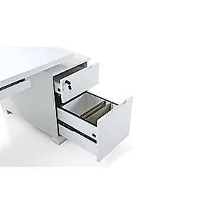 Zuri Furniture 79" Modern Ford Executive Desk with Filing Cabinets - White