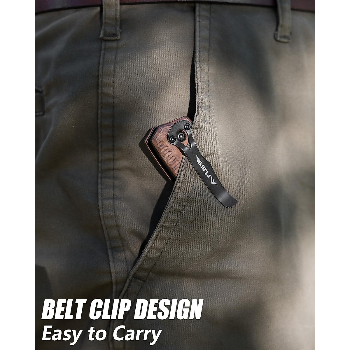 FLISSA Mini Folding Pocket Knife, 2.5-Inch Stainless Steel Drop Point Blade, EDC Pocket, Knives for Men with Bottle Opener and Glass Breaker (Brown), Good Merry Christmas Gift