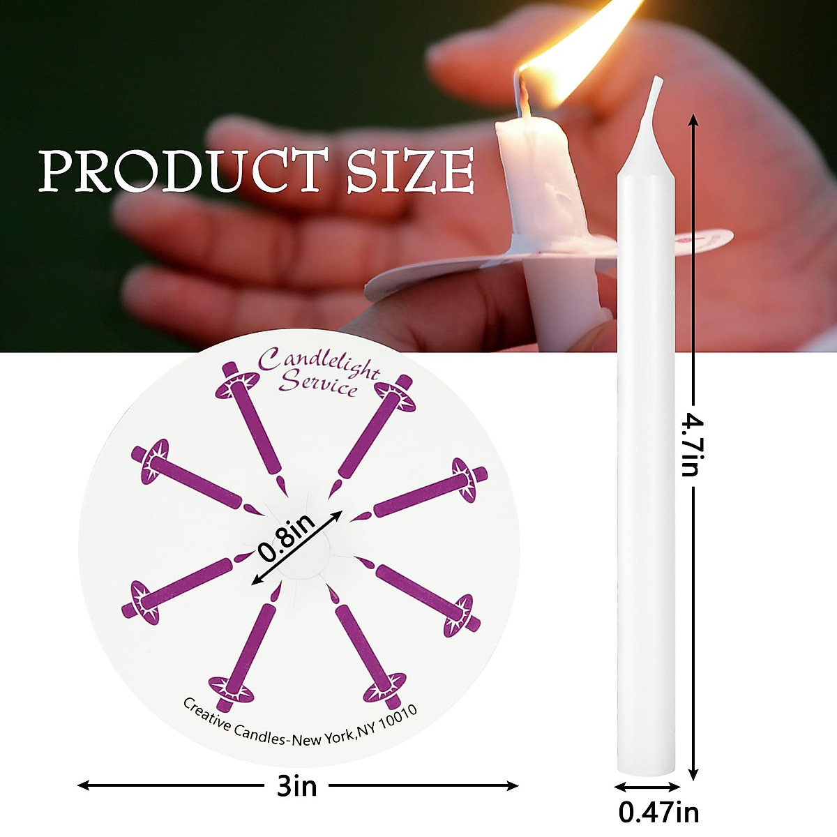 100 Pcs White Unscented Taper Candle with Drip Protectors, Church Candles, Vigil Candles, Shabbat Candles, Prayer Candles, 5 Inch …