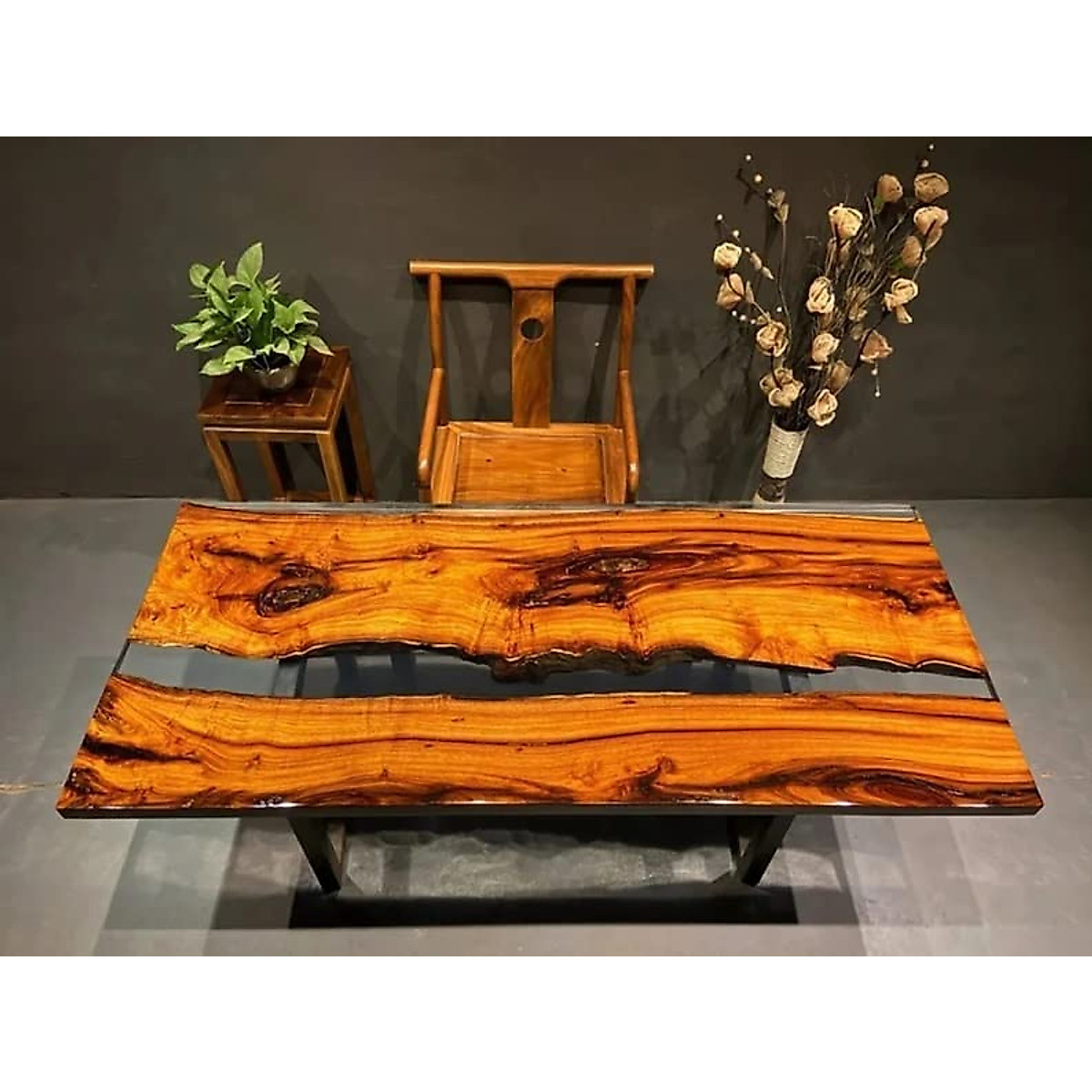 Personalized LARGE EPOXY TABLE, Resin Dining Table for 2, 4, 6, 8 River Dining Table Top, Wood Epoxy Coffee Table Top, Living Room Table (without Stand, 24 x 12inches)