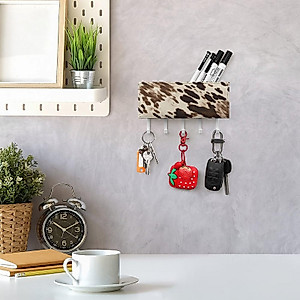 HKMNTGD Key Hooks for Wall, Key Rack Wall Mount Cow Printed Printed Key Hanger Key Holder Key Rack Organizer for Wall for Entryway Front Door Hallway Office