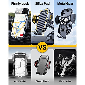 Rorhxia 3-in-1 Phone Mount for Car [2024 Most Stable and Flexible Suction Cup] Vent Dashboard Windshield Cell Phone Holder Car Fit for iPhone 15 14 13 12 Pro Max Samsung S23 S22 S21 All Phone