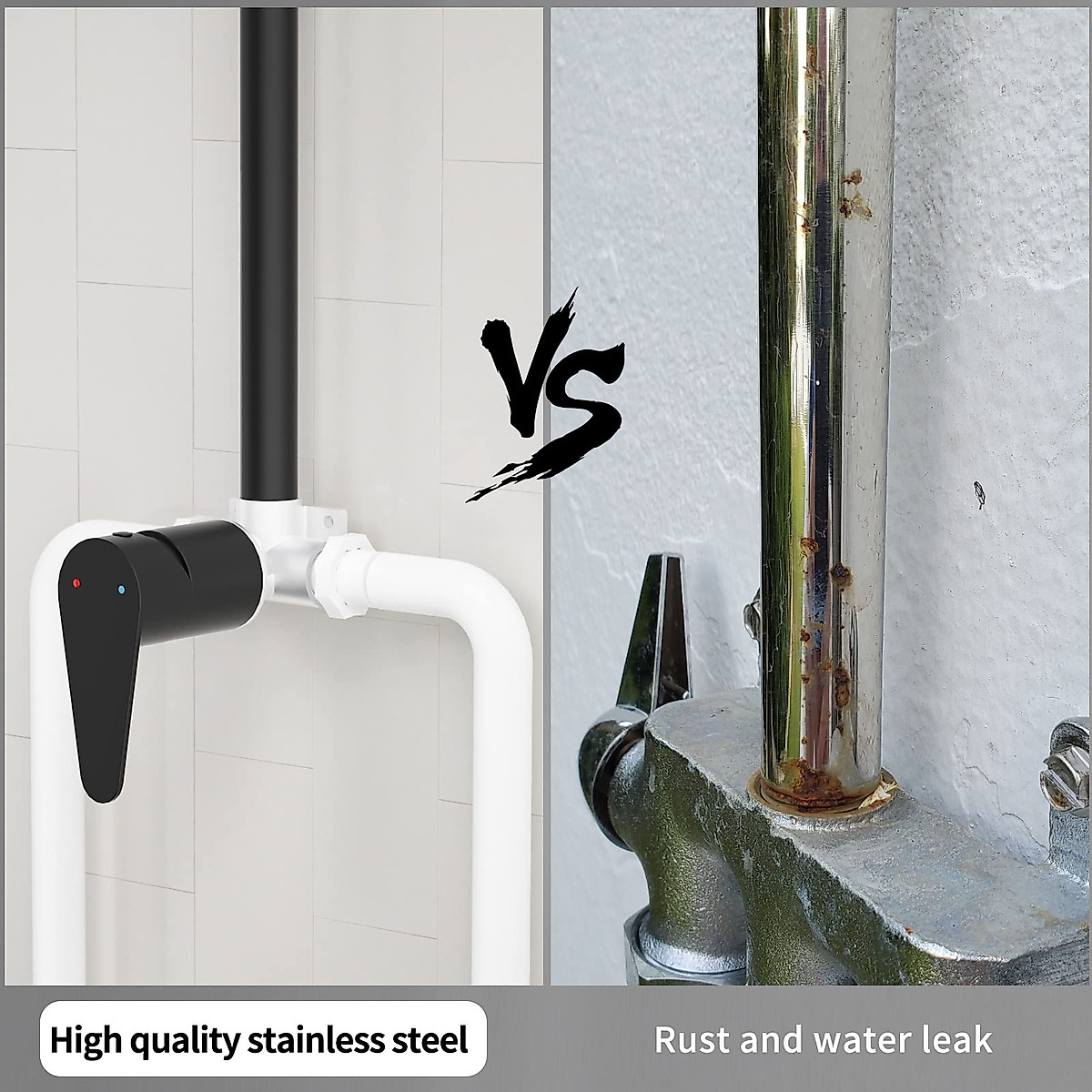 Outdoor Shower Stainless Steel Exposed Shower Head Kit, Environmentally Friendly Faucet, Shower Head Outdoor Backyard Poolside Beach Pool Spa for Easy Installation, Matte Black