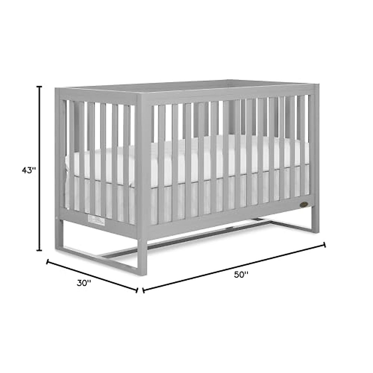Dream On Me Arlo 5-in-1 Convertible Crib in Pebble Grey, JPMA Certified, 3 Mattress Height Settings, Non-Toxic Finish, Made of Sustainable and Sturdy Pinewood
