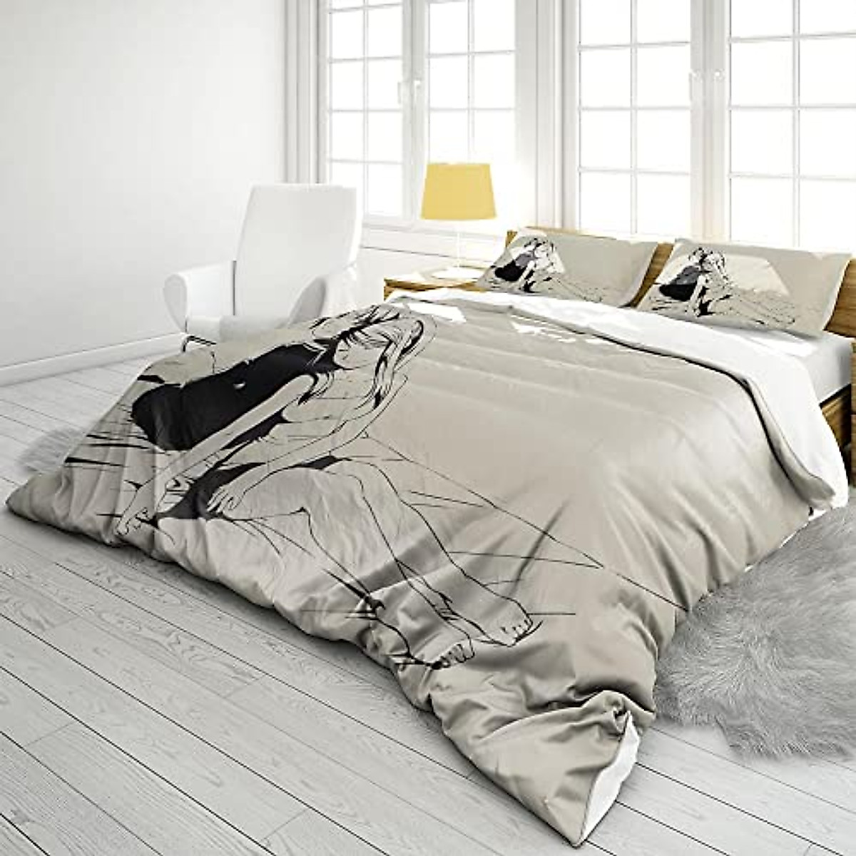 AKARDO Alchemist Anime Edward Duvet Covers Soft Microfiber Washed Duvet Cover Set 3 Pieces with Zipper Closure,Beding Set (19,Full (79"x90"))