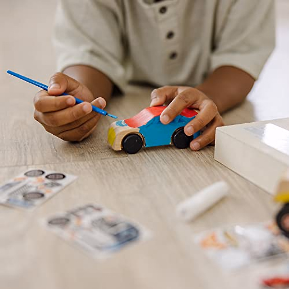 Melissa & Doug Decorate-Your-Own Wooden Craft Kits Set - Race Car and Monster Truck