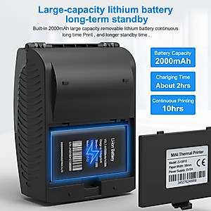 Receipt Printer,HXBER 58mm Portable Mini Thermal Receipt Printer USB & BT Connection 2 inches Wireless Printer with 1 Roll Paper Inside Compatible with iOS Android Windows for Restaurant Sales Retail