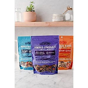 Harmony Trail Mix Variety Pack with 13-Oz. Mega Mountain, 10-Oz. Colossal Keto, and 10-Oz. Amped Omega-3 Trail Mix