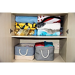 DAE Living Fabric Storage Bins (Set of 2) | Extra Stiff Canvas Fabric | Wire Framed | Fully Lined Interior | Perfect for Clothes, Toys, Shoes, Pet Supplies, Nurseries, Closet and Shelf Storage