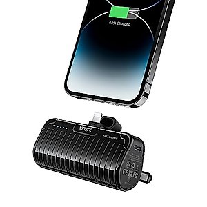 Mini Portable Charger For iPhone,VRURC Power Bank 5000mAh,PD 20W Fast Charging Slim Rechargeable Battery Compatible With iPhone 14/14 Plus/Pro/Max/13 Mini/13/Pro/Max/12/12 Mini/12 Pro/11 Pro Max-Black