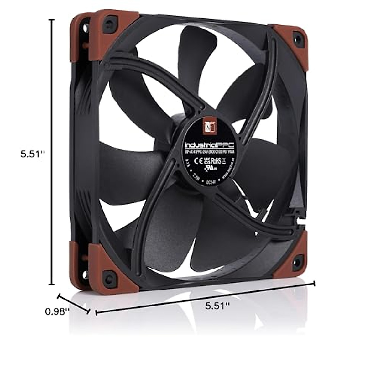 Noctua NF-A14 iPPC-24V-2000 Q100 IP67 PWM, Heavy Duty Cooling Fan, 4-Pin, 2000 RPM, 24V Version (140mm, Black)