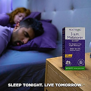 Natrol, 3 a.m. Melatonin Sleep Aid Strengthens Immune System 100 DrugFree and Natural Lavender Vanilla Flavor Fast Dissolve Tablets, 60 Count