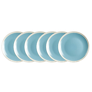 HomeVss Rock Ridge Speckled Stoneware Dinnerware Set (18pc Set, Turquoise and Ivory)