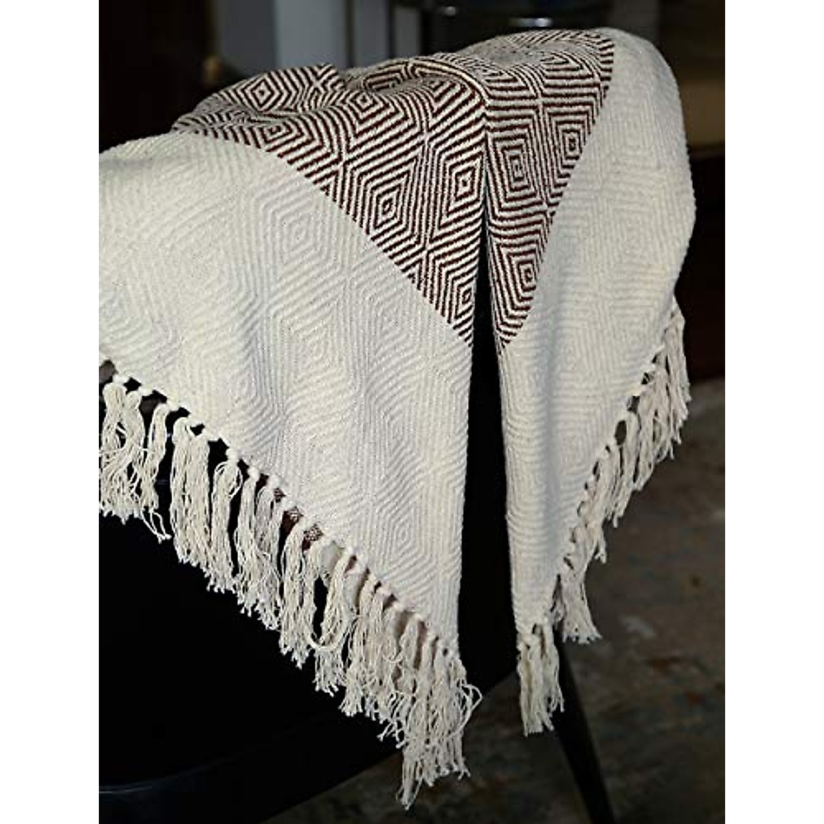 Brown Throw Blanket - Soft and Warm Living Room Bedroom Boho Home Decor Decorative Throws for Sofa and Couch - 60 x 50 Inch