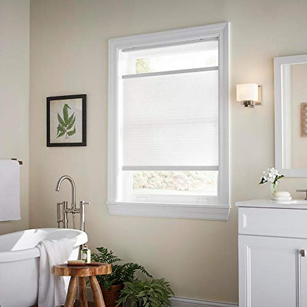 Home Decorators Collection Cut-to-Width Snow Drift 9/16 in.Top-Down Bottom-Up Cordless Cellular Shade - 28 in. W x 48 in. L