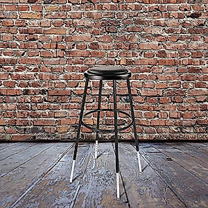 (2 Pack) OEF Furnishings Height Adjustable Black Vinyl Padded Stool, 31-38"" High (OEF6430H-10)